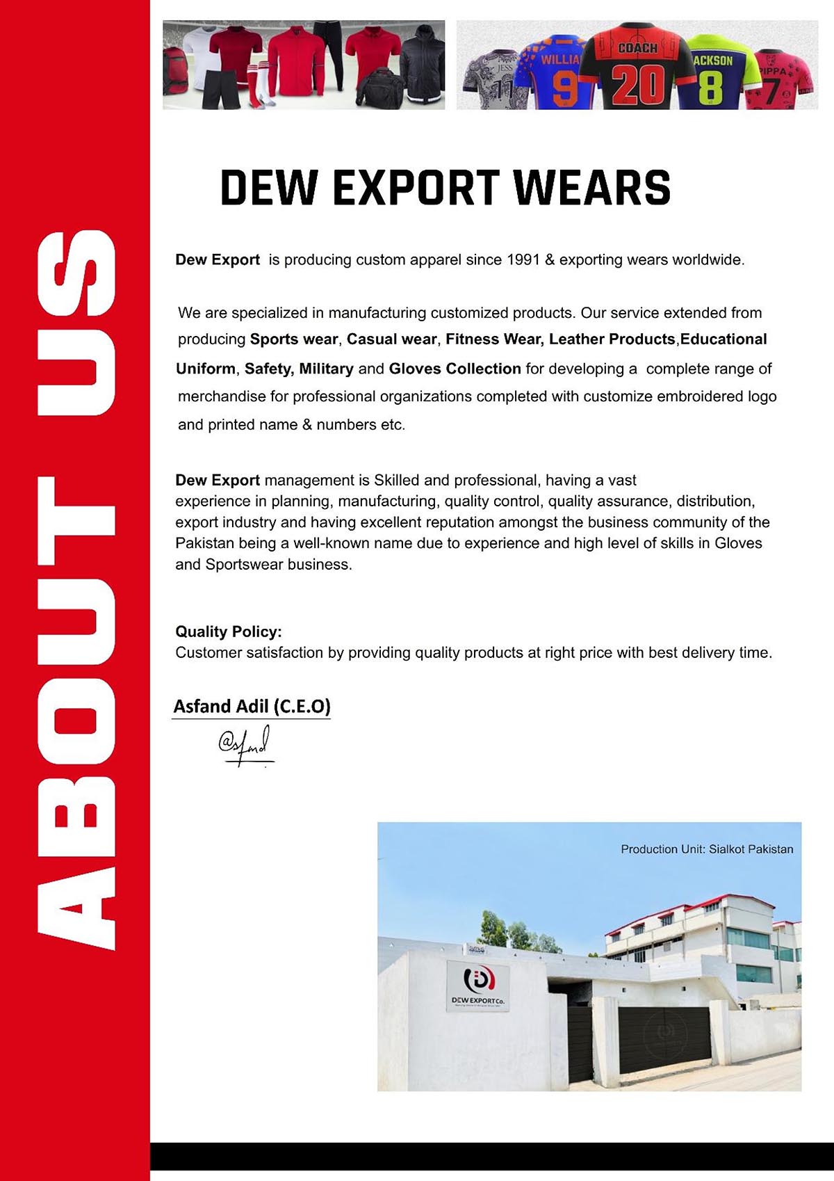 Company Profile - Dew Export Wears